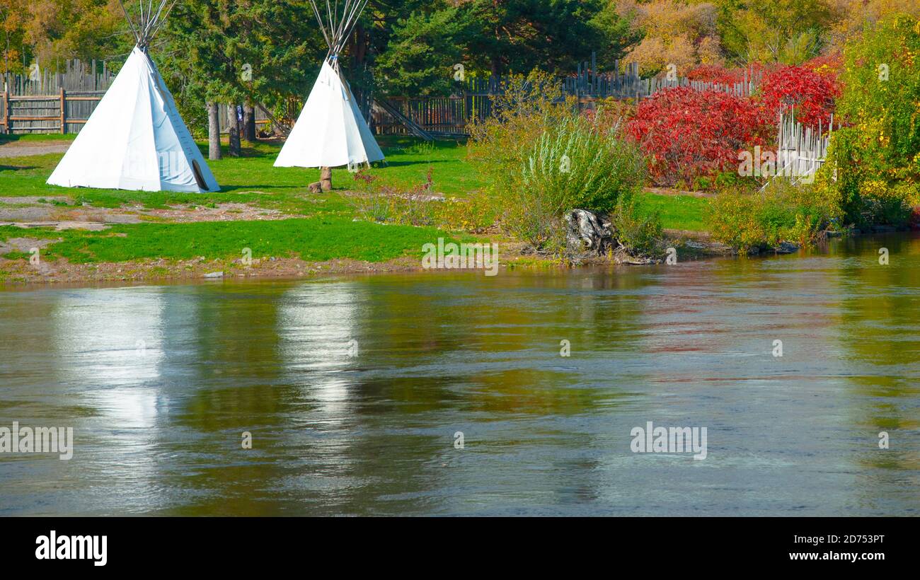 Tee Pee on Victoria Island with Fall Reflection on the Ottawa River ...