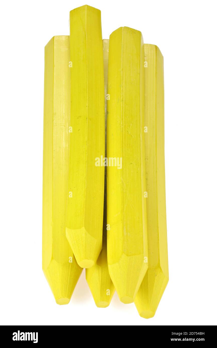 yellow marking crayon isolated on white background Stock Photo - Alamy