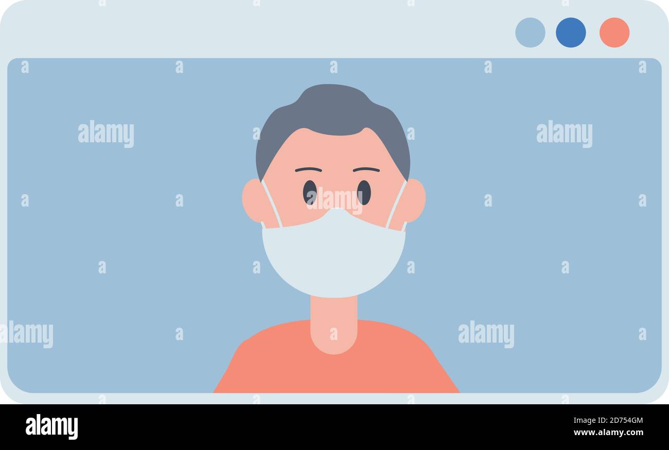 young man wearing face mask in webpage template vector illustration ...