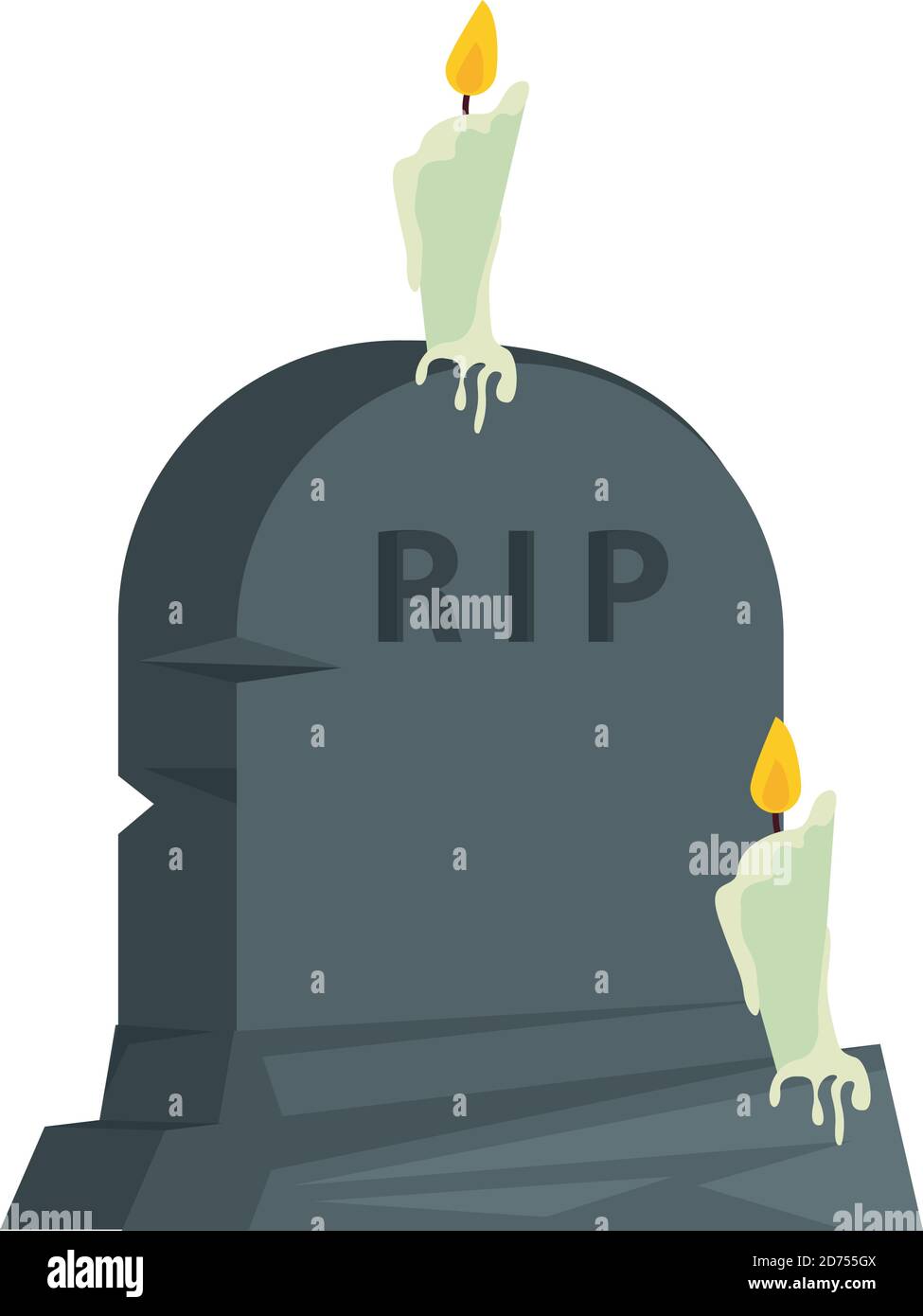 cemetery tomb with rip word and candles vector illustration design ...