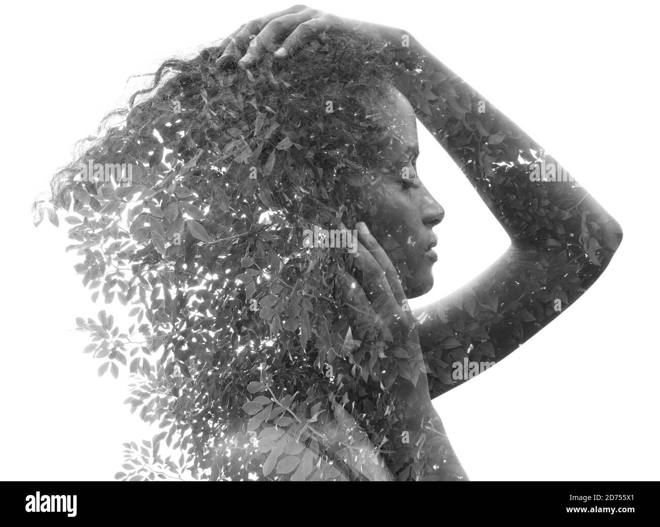 Surreal creative double exposure portrait Stock Photo - Alamy