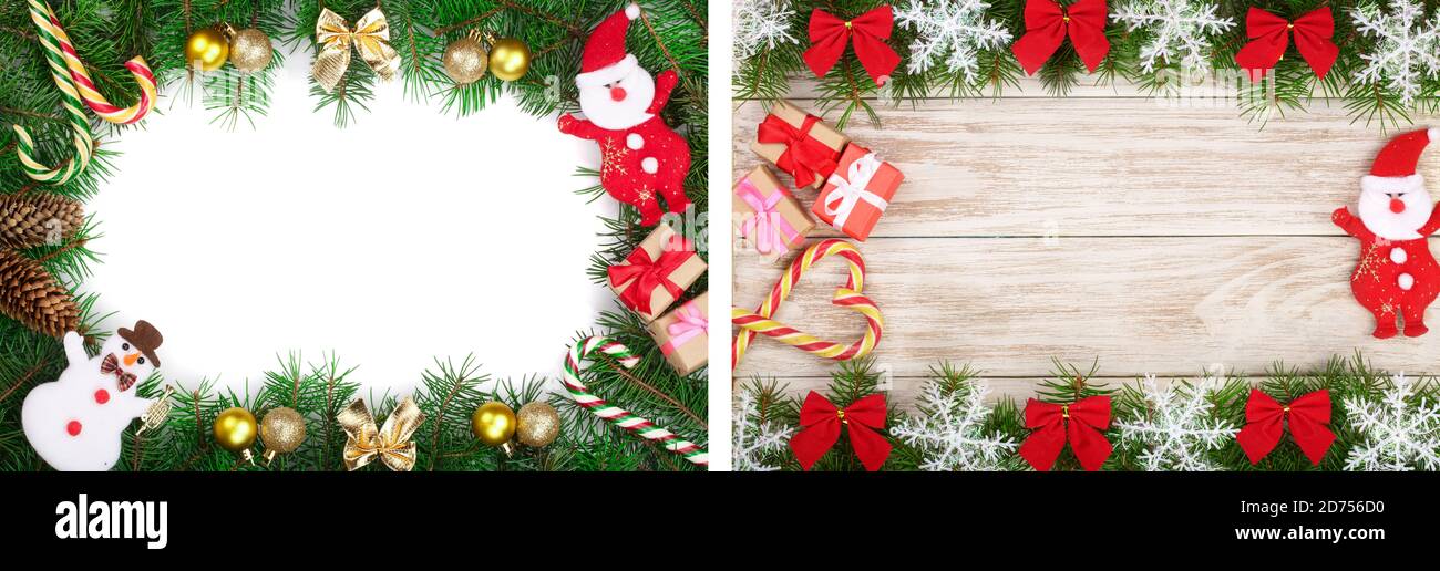 Christmas frame decorated isolated on white background with copy space ...