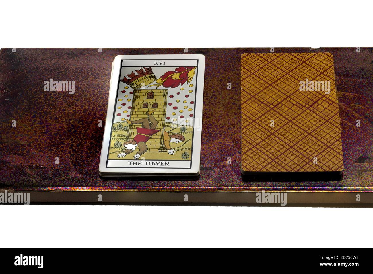 Tarot card - the Tower on fire, symbolizing crisis and destruction ...