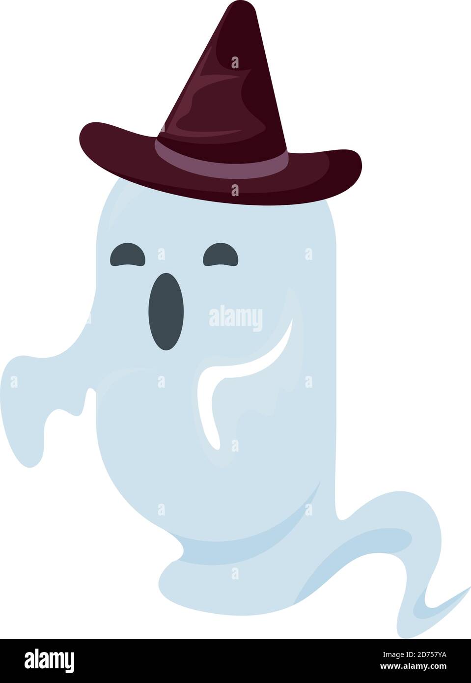 halloween ghost spirit floating with witch hat vector illustration ...