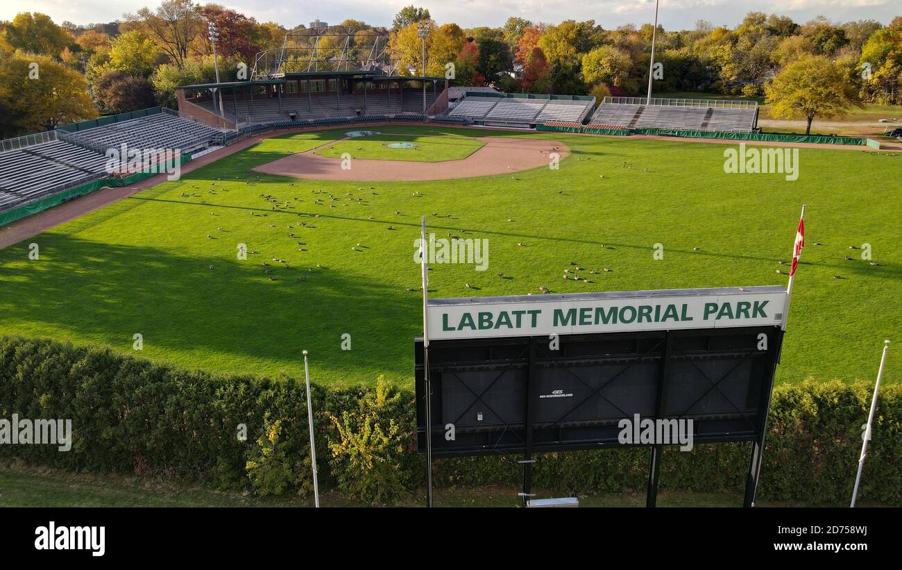 Labatt Park London Ontario Aerial with scoreboard sign Stock Photo - Alamy