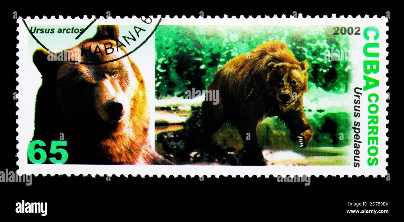 MOSCOW, RUSSIA - NOVEMBER 25, 2017: A stamp printed in Cuba shows Brown ...