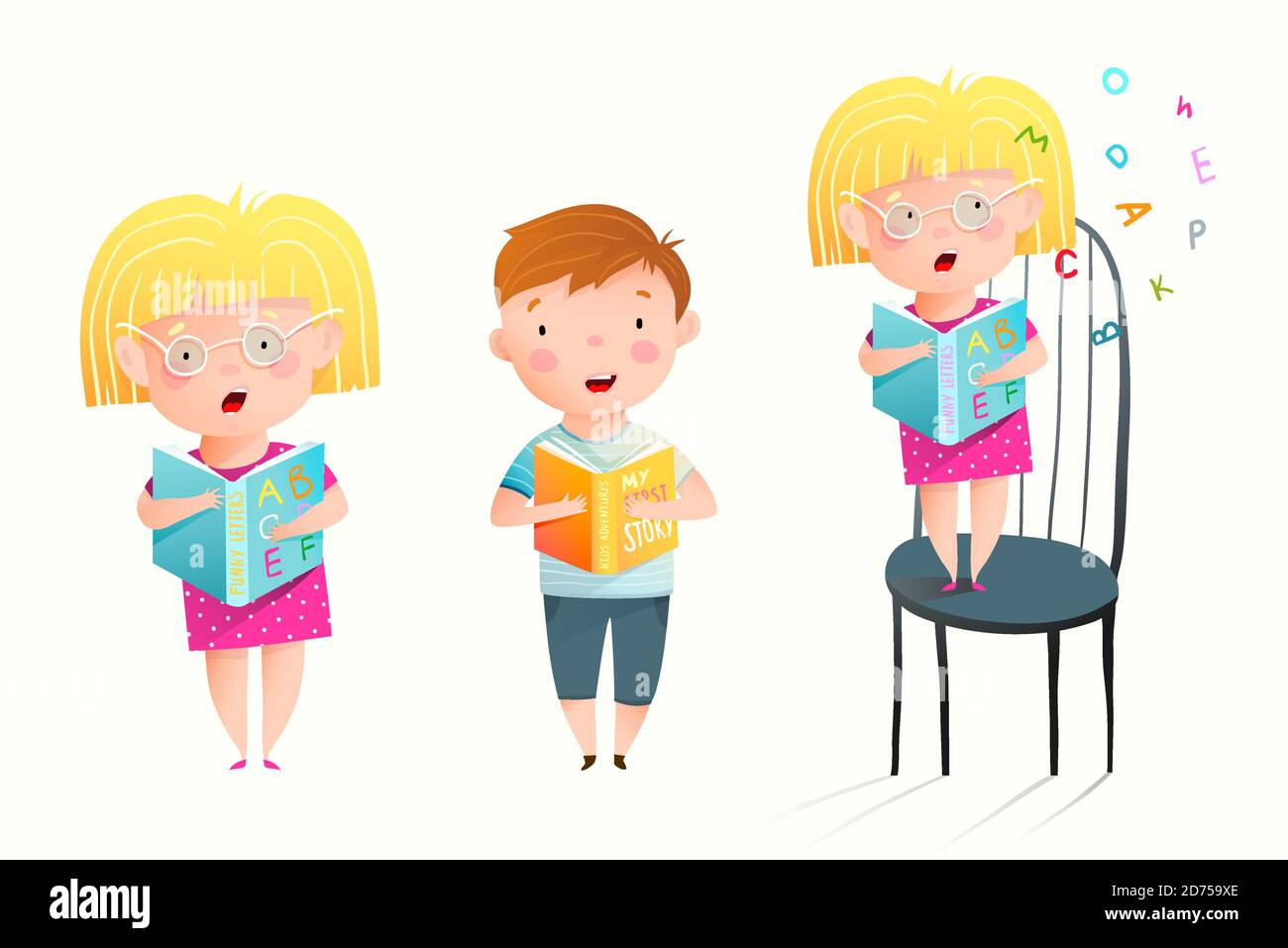 Clipart Of Kids Reading