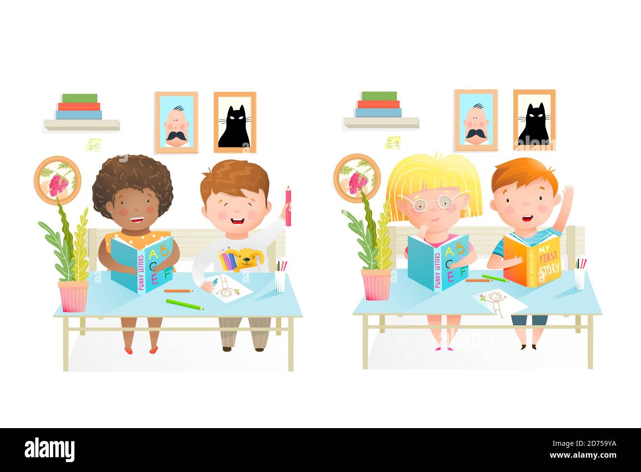 Multicultural School Children Clip Art
