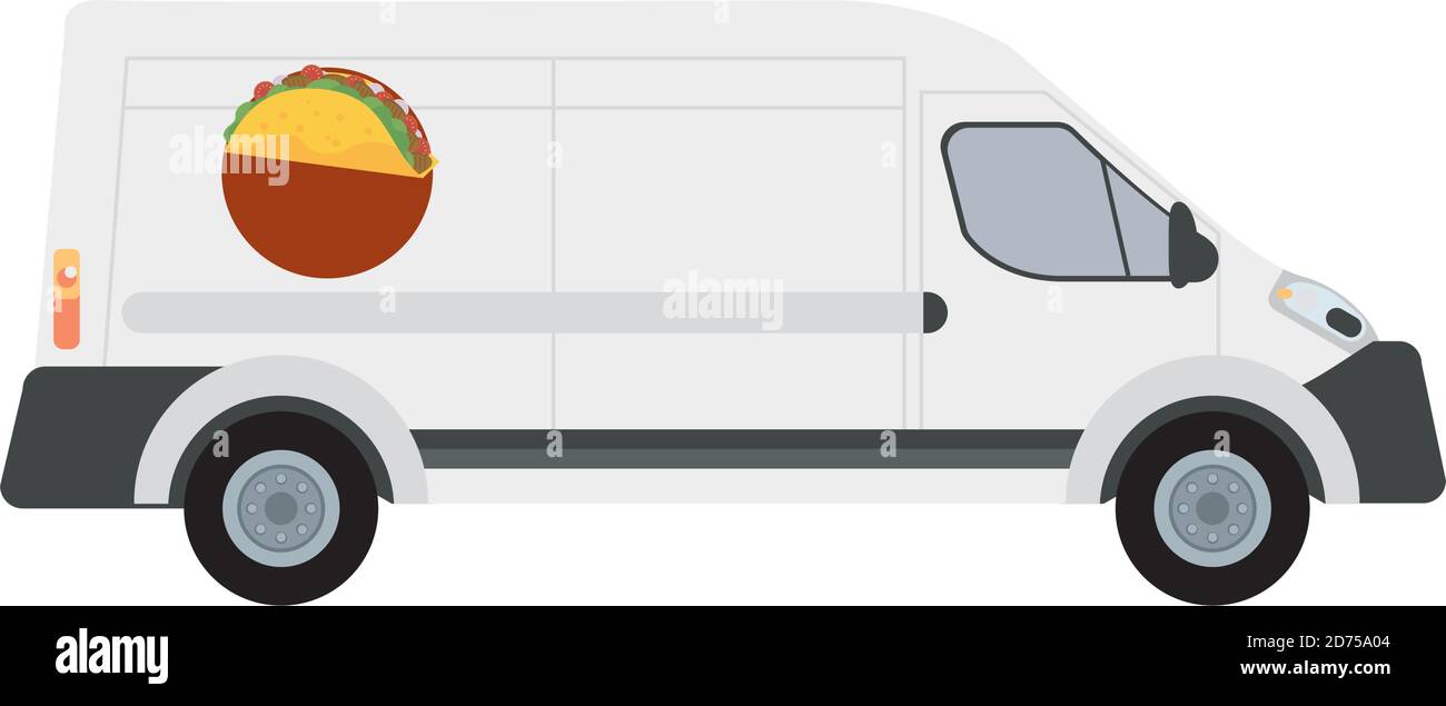 van vehicle mockup with taco mexican food vector illustration design ...