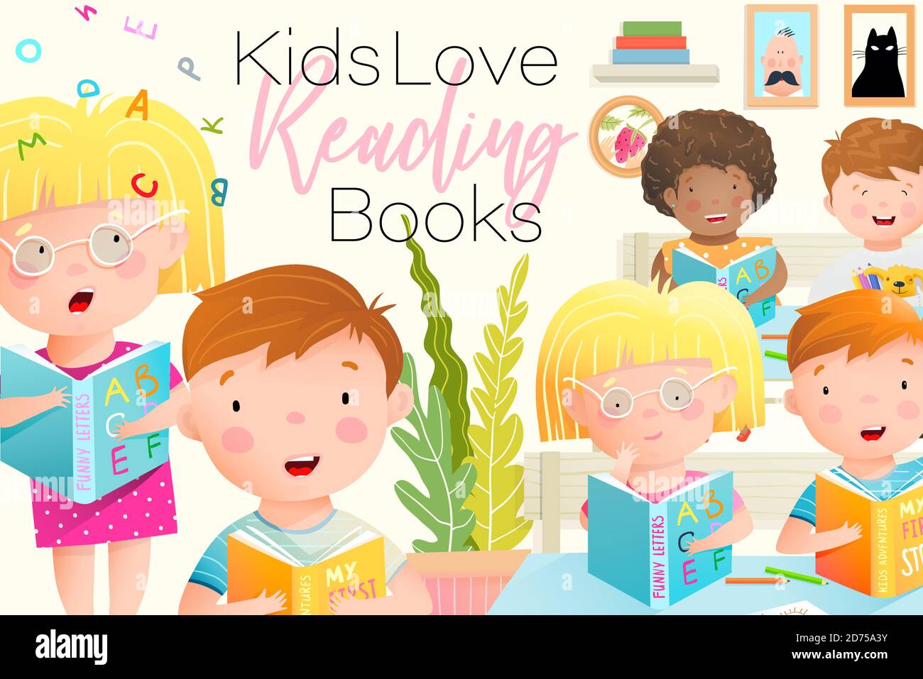 Study how to read banner design. Kids boys and girls education and ...