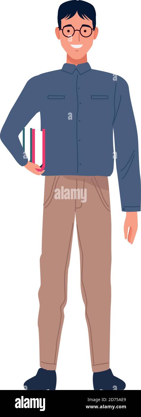nerd man perfectly imperfect character icon vector illustration design ...