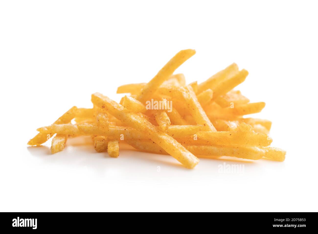 French fries. Fried mini potato sticks isolated on white background ...