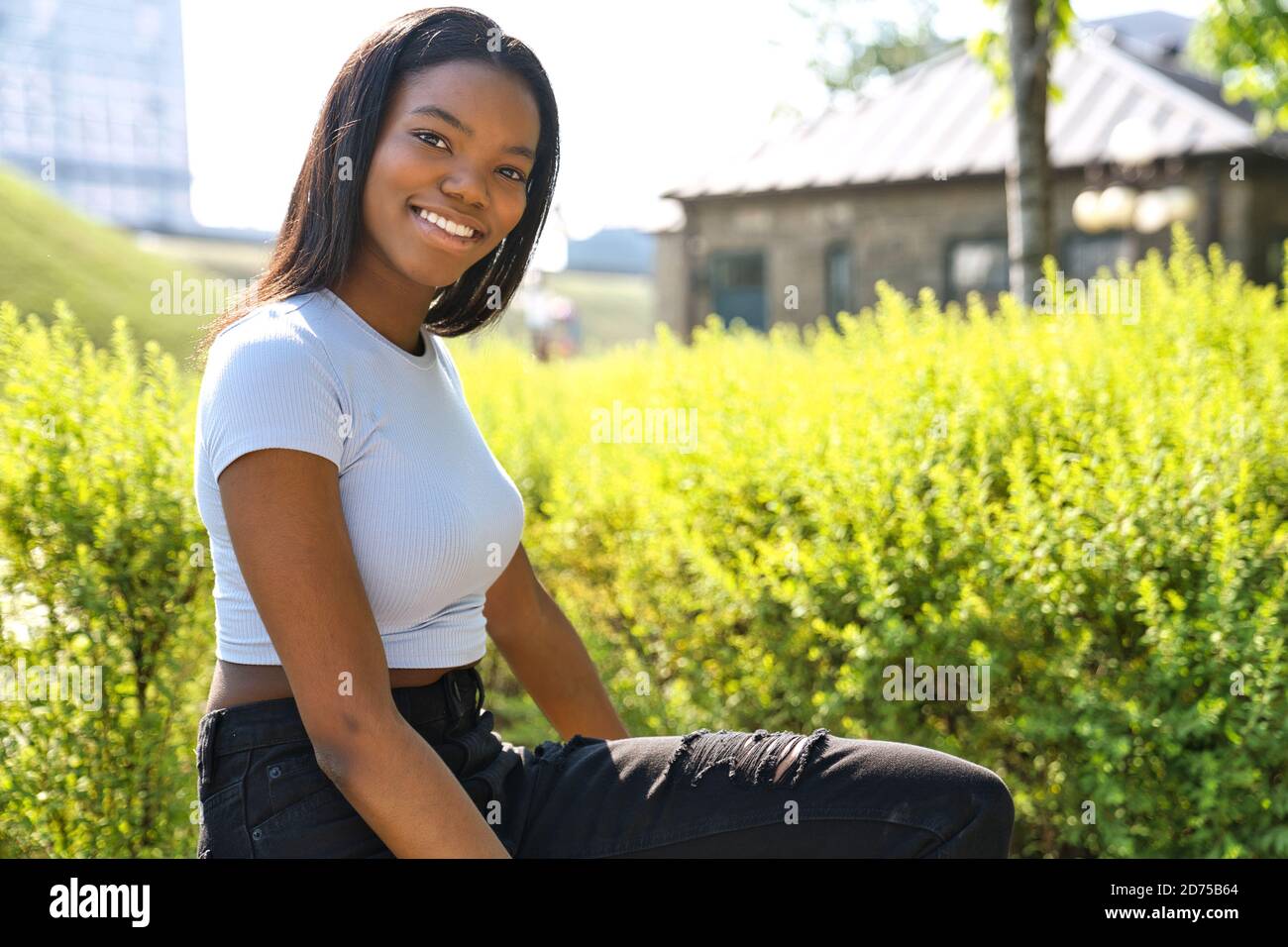 Outdoor portrait of a Young black African American Stock Photo - Alamy