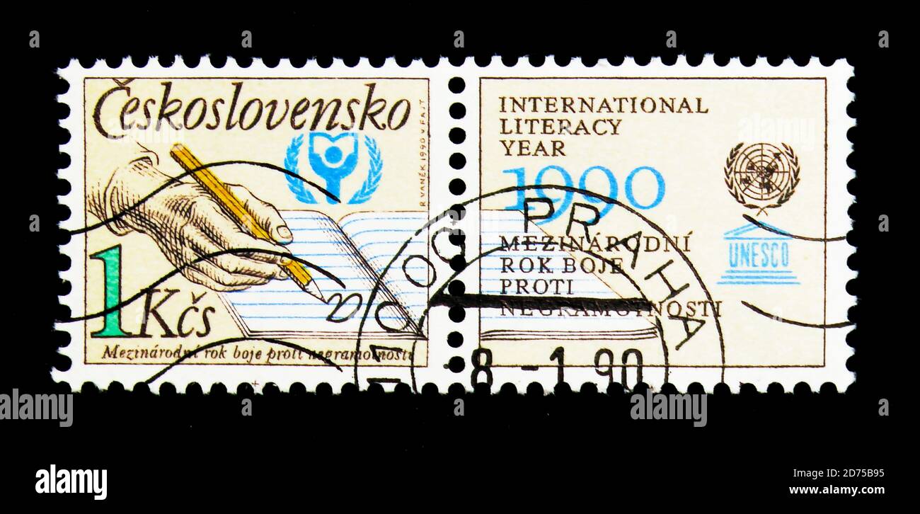 MOSCOW, RUSSIA - NOVEMBER 25, 2017: A stamp printed in Czechoslovakia ...