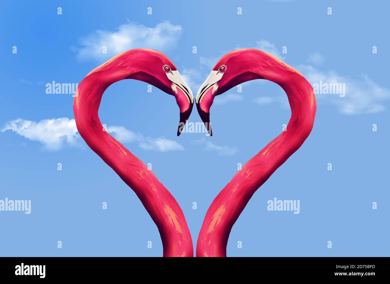 Flamingos' curving necks form the shape of a heart Stock Photo - Alamy