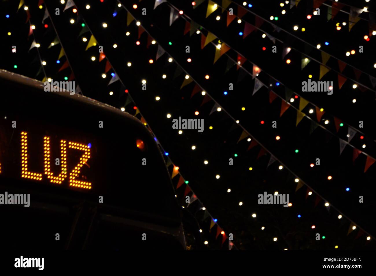 Bus with the sign "Light" with light bulbs in the background Stock ...