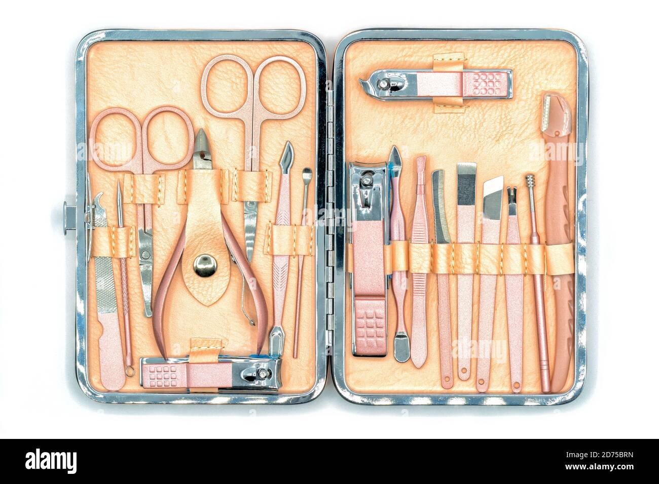 Case with manicure set isolated on white Stock Photo - Alamy