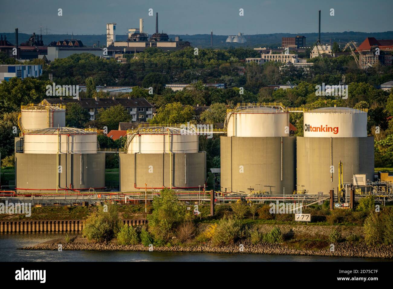 Duisburg ports, tank farm of Oiltanking Deutschland GmbH, large tanks ...