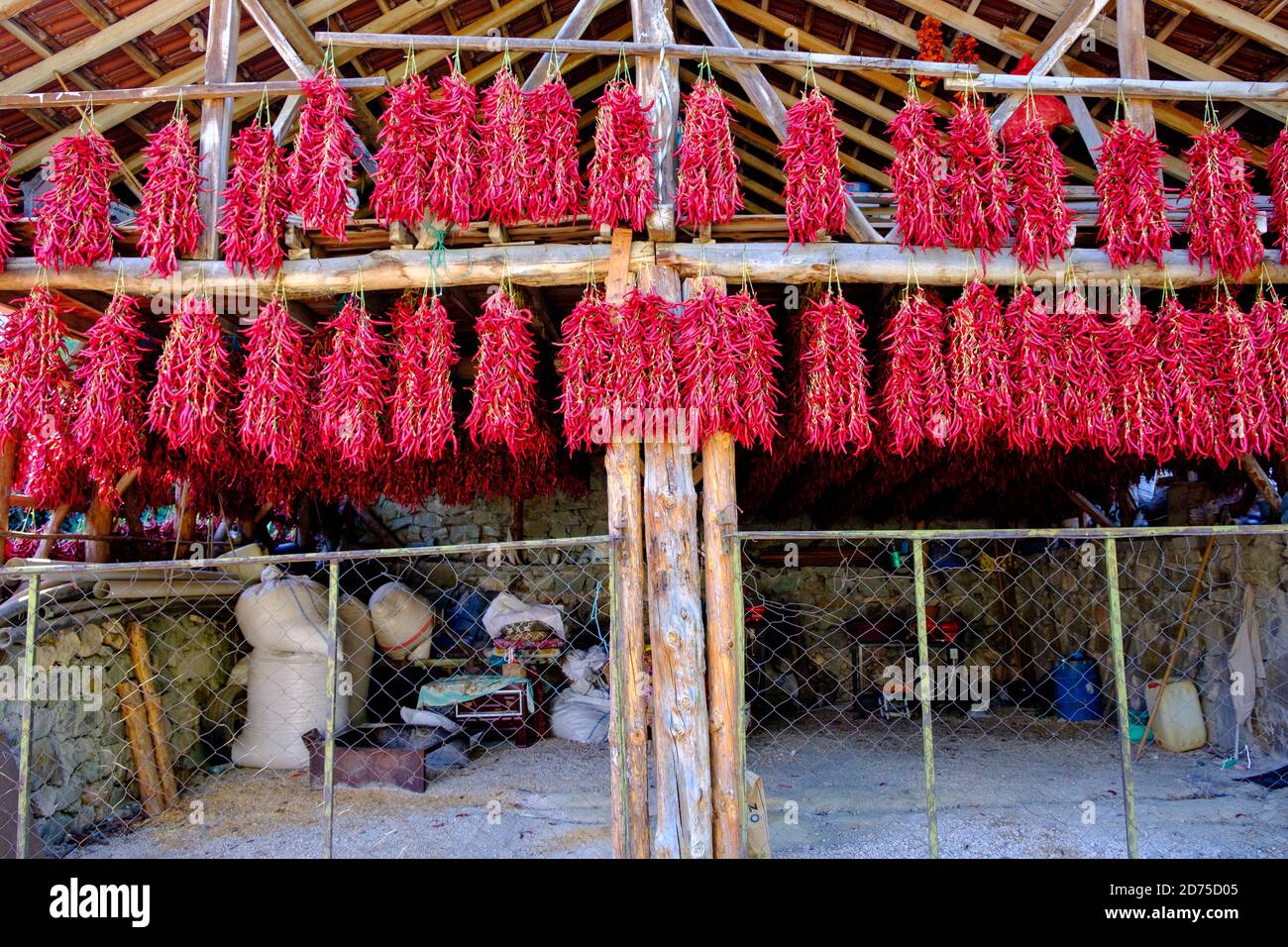 peppers drying outside as traditional Stock Photo - Alamy