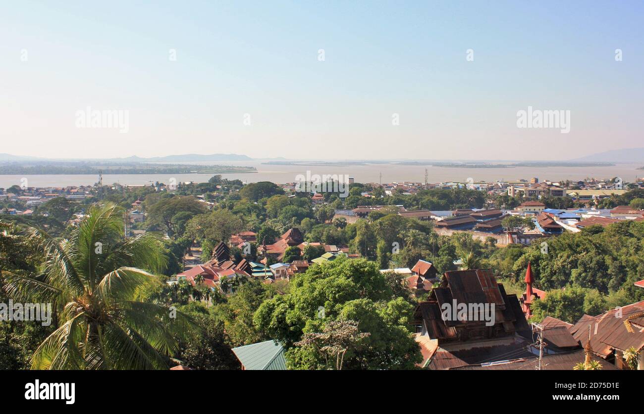View of historic city of Mawlamyine, Myanmar with the Salween River or ...