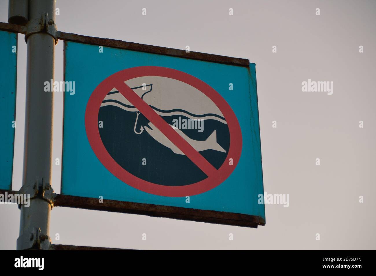 Do not fish post sign Stock Photo - Alamy