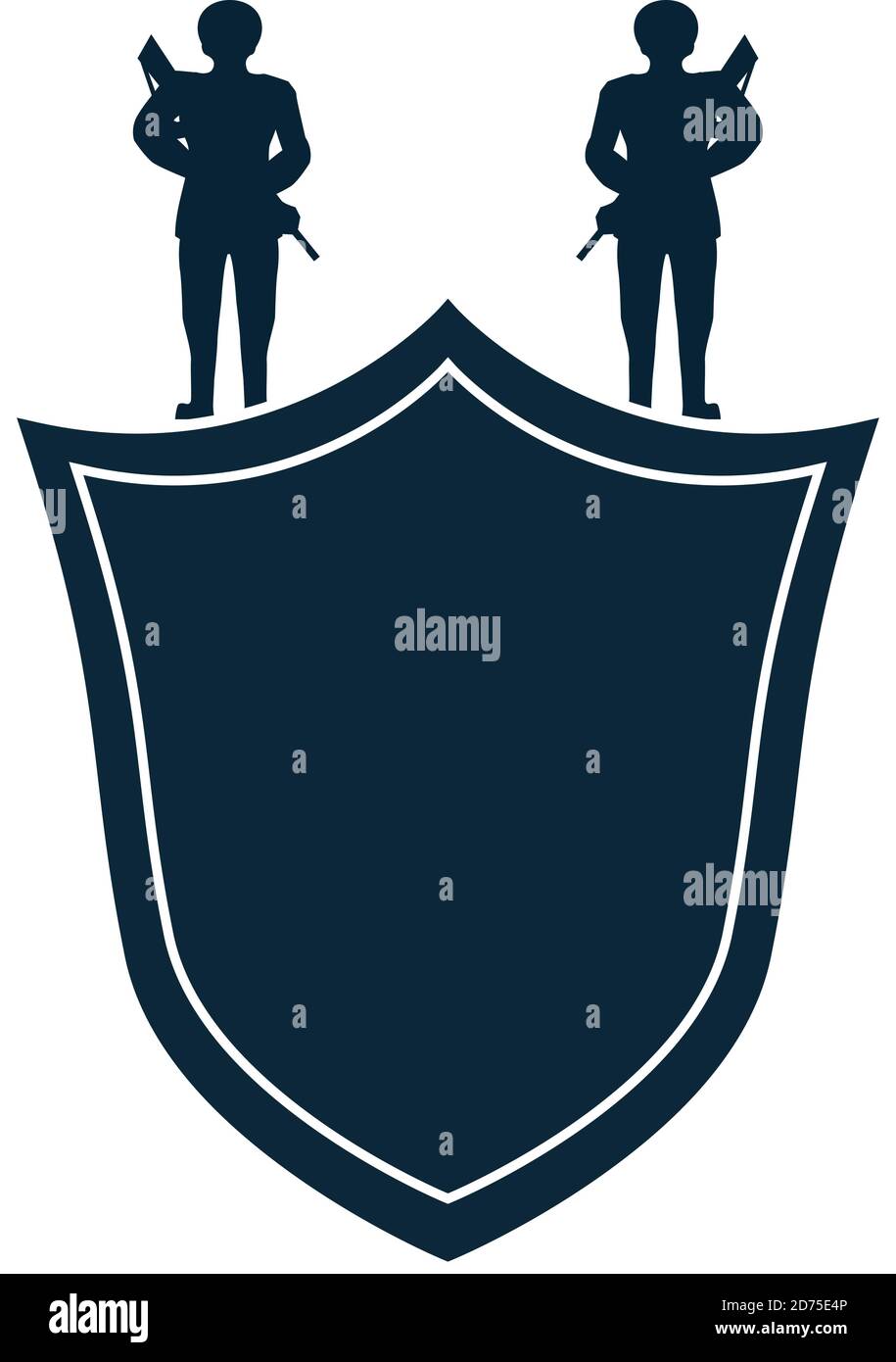 soldiers with rifles in shield silhouette vector illustration design ...