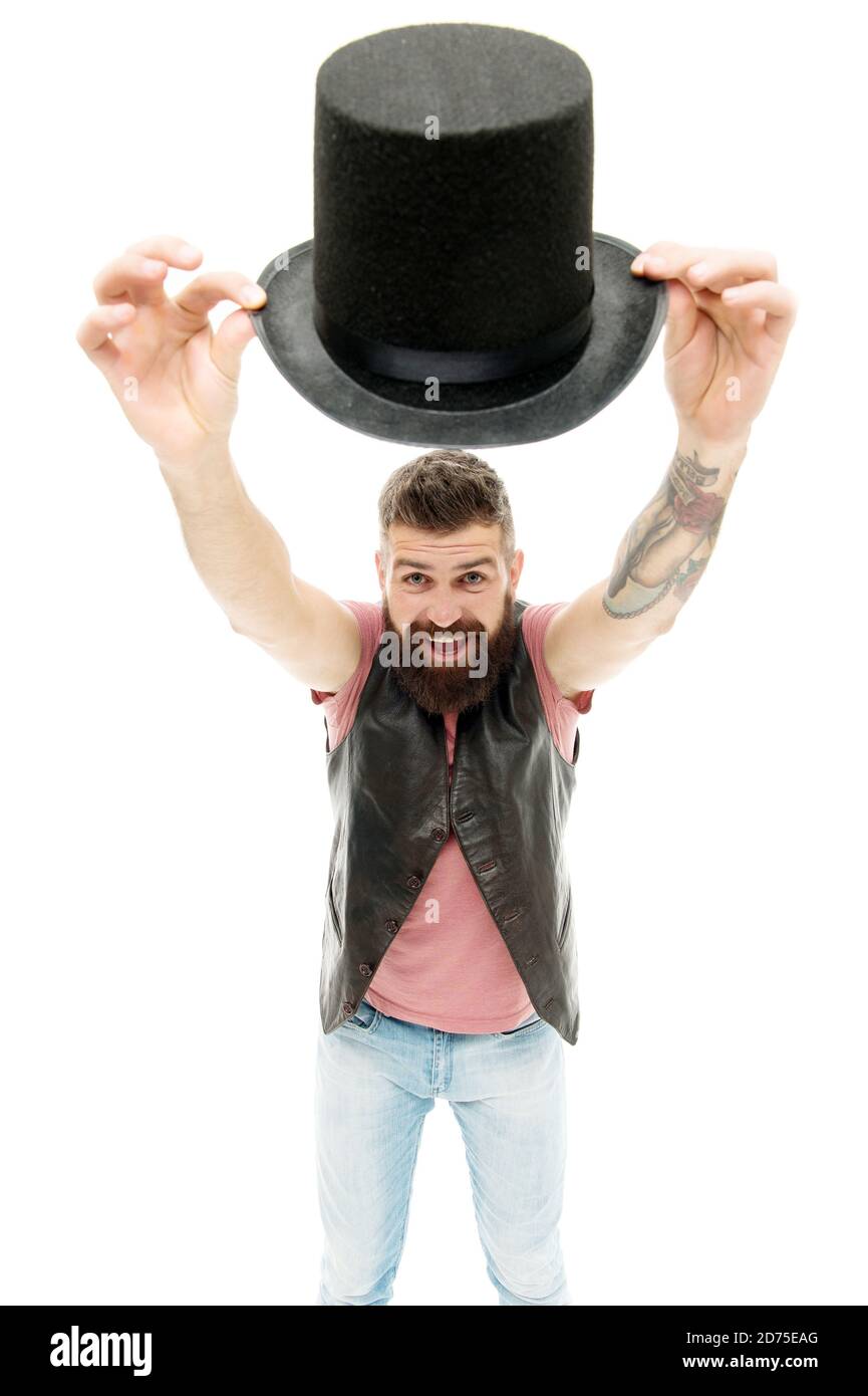 Magician trick performance concept. Circus magic trick performance ...