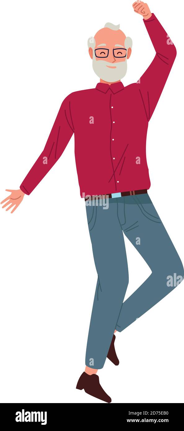 happy old man celebrating chararacter vector illustration design Stock ...