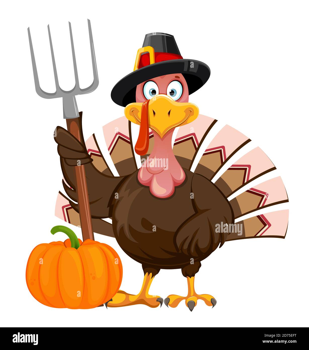 Happy Thanksgiving Day greeting card. Funny cartoon character ...