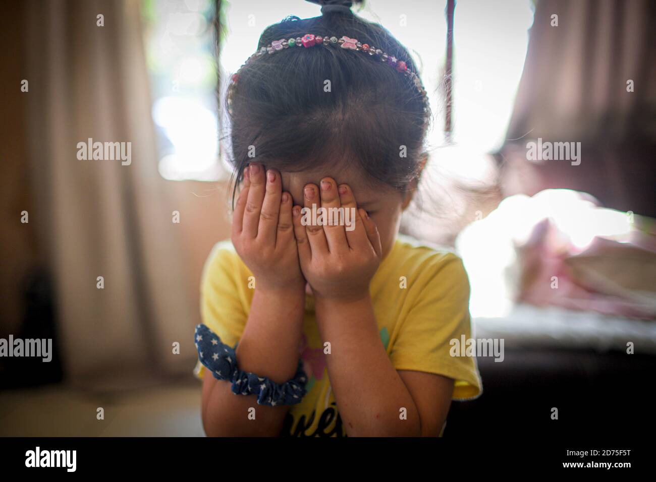 Girl, childish face, look, face, childhood in the village of Esqueda a ...