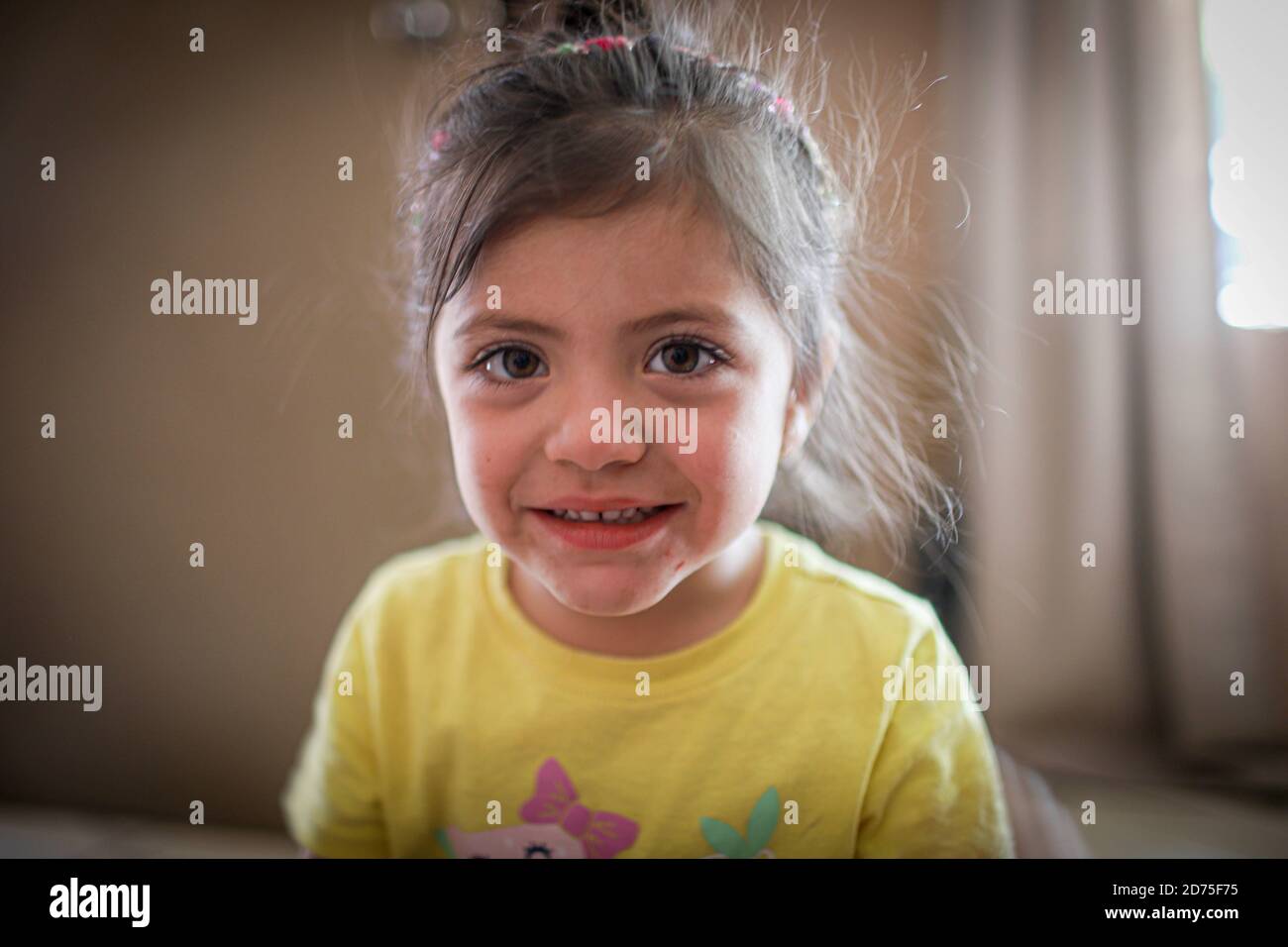 Girl, childish face, look, face, childhood in the village of Esqueda a ...