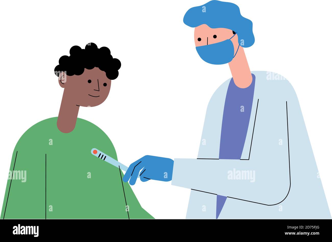 scientific doctor with thermometer testing temperature or patient ...