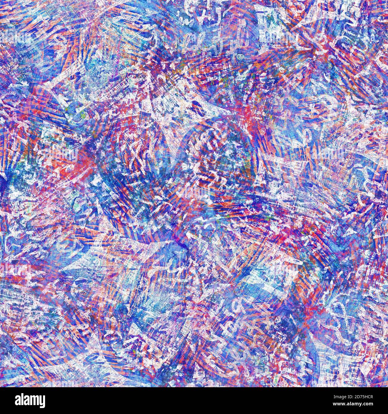 Seamless summer boho washed out print. Grunge light watercolor collage ...