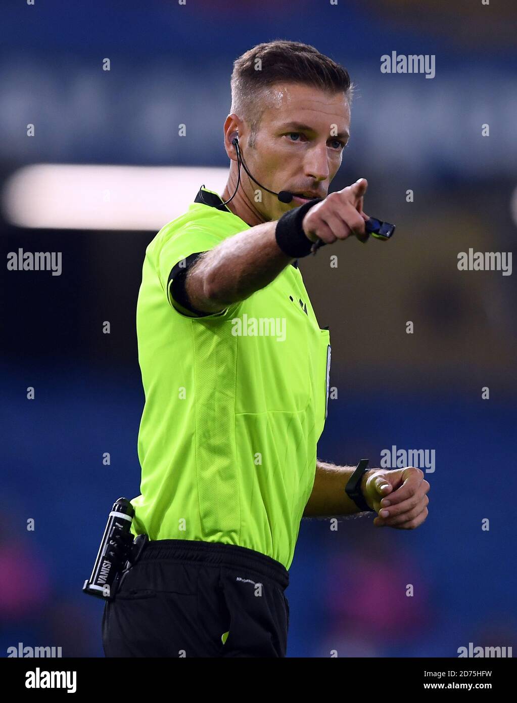 Referee Davide Massa during the Champions League match at Stamford ...