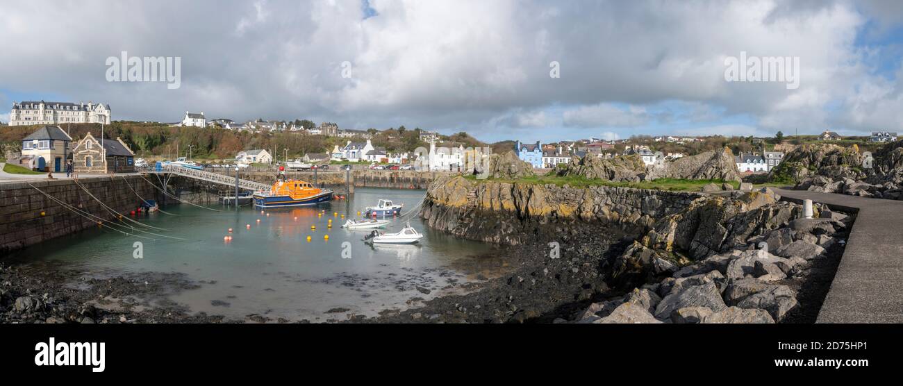Panoramic view of Portpatrick harbour and lifeboat station Stock Photo ...