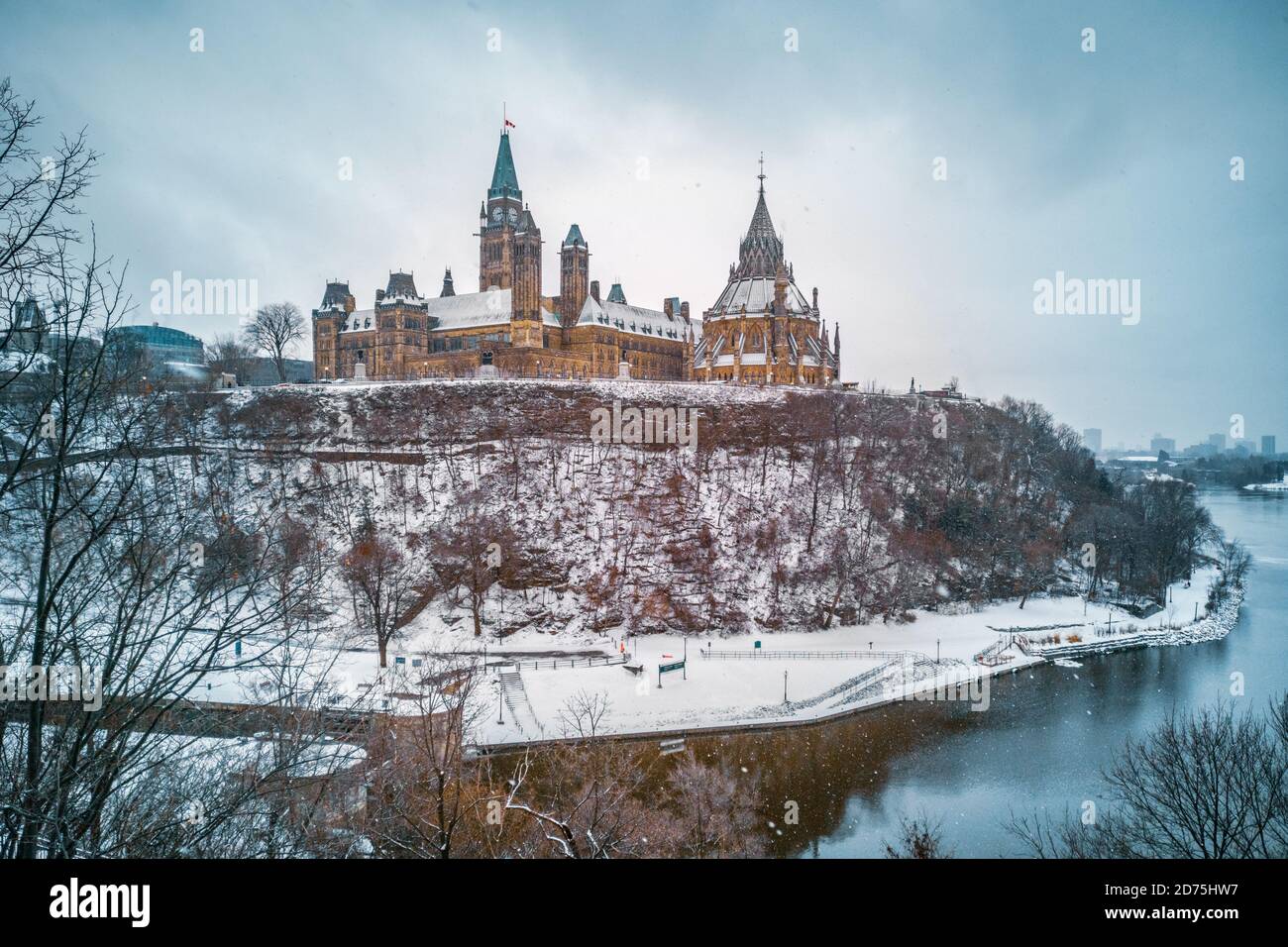 Ottawa Parliament in Winter Cityscape of Canada's capital city ...