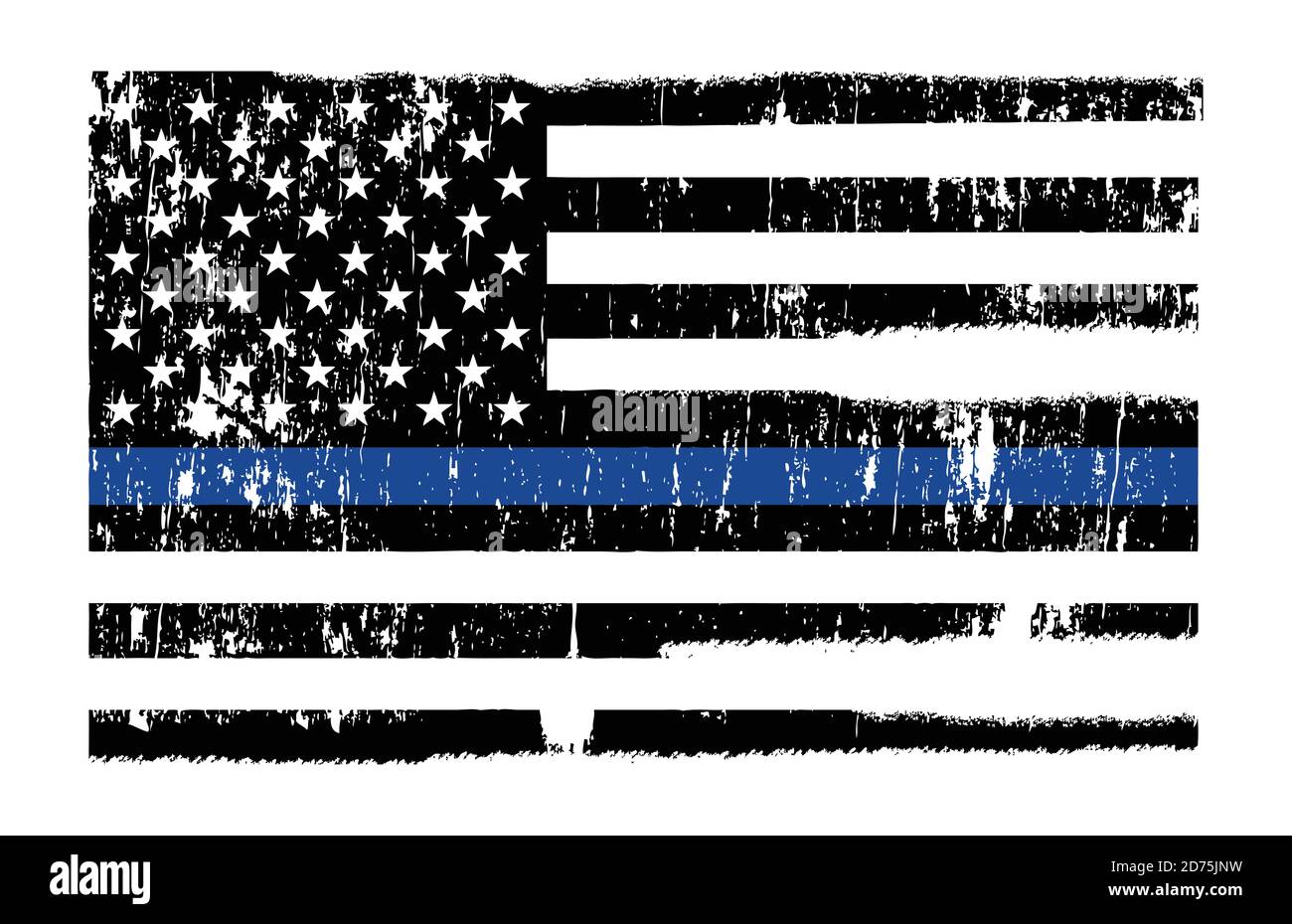 A textured police thin blue line support flag illustration Stock Vector ...