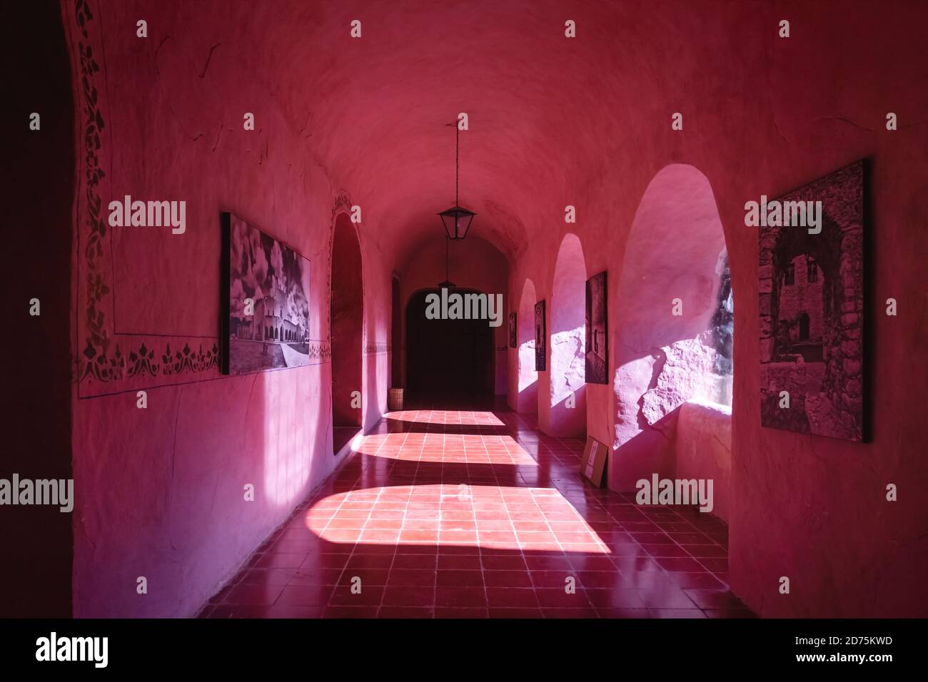 Valladolid, Yucatan, Mexico - 29 January 2019: Pink orange colored ...