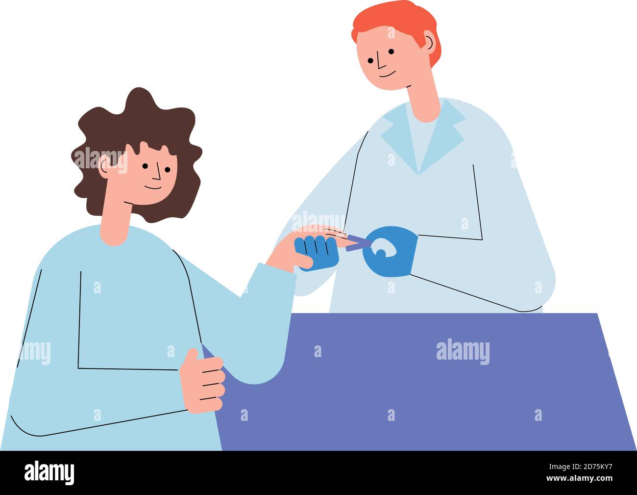 scientific doctor with oximeter and patient vector illustration design ...