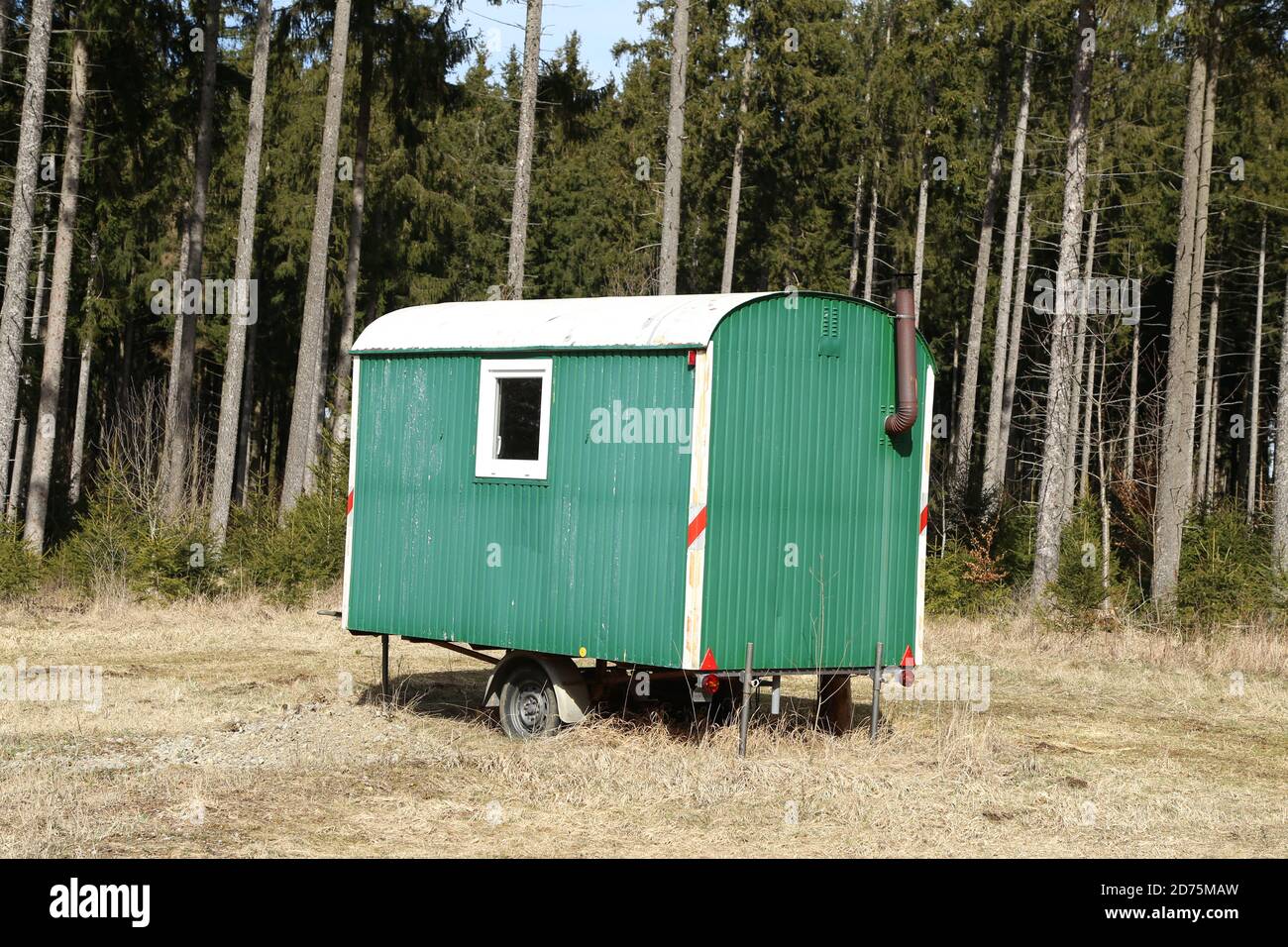Mobile logger hut in the forest Stock Photo - Alamy