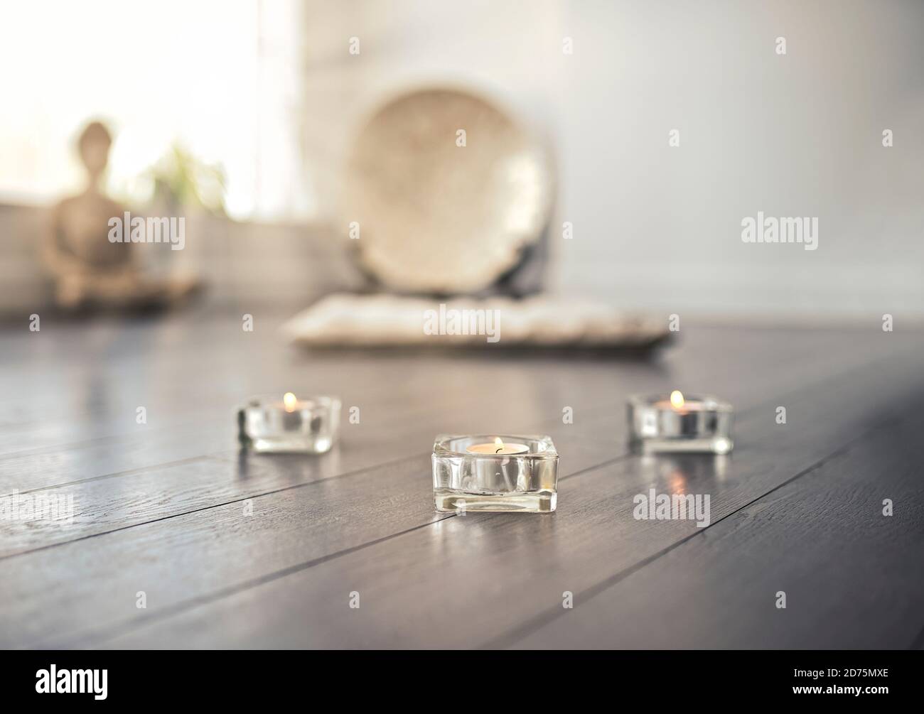 yoga candle light in studio background beautiful place to relax Stock ...