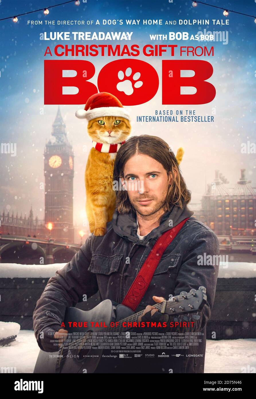 A CHRISTMAS GIFT FROM BOB, British poster, from left: Bob the cat, Luke ...