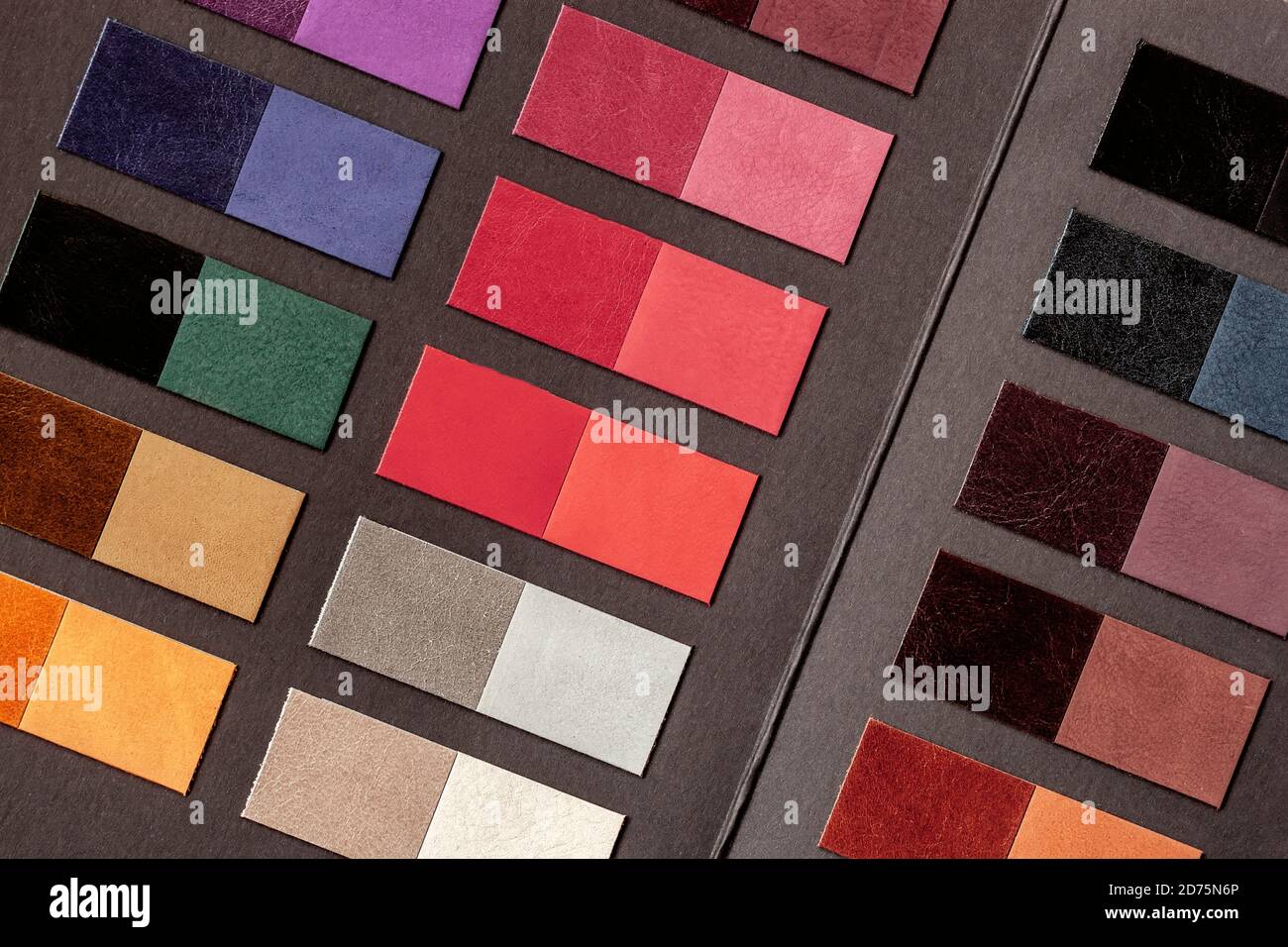 Colorful leather samples in various colors, combination of colors ...