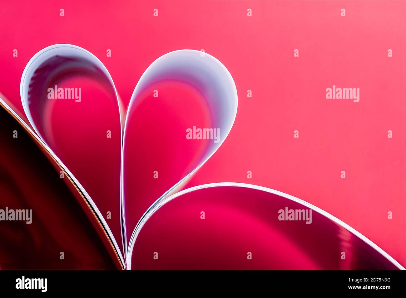 Heart shaped paper pages, bright abstract background, love and ...