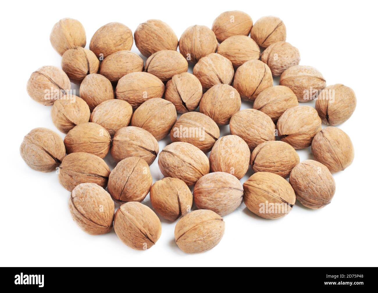 Fresh walnut Isolate on a white background. Group. Top view Stock Photo ...