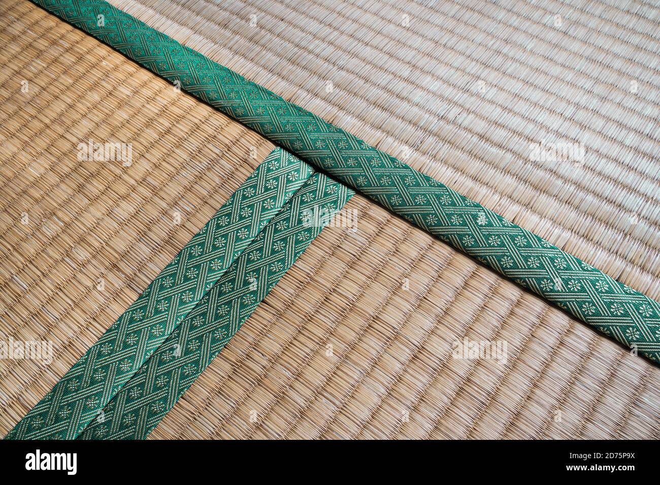 Japanese traditional tatami floors, made from rice straws. Close up ...