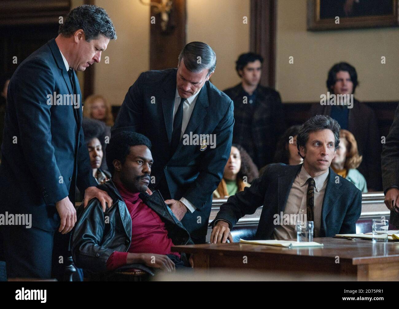 THE TRIAL OF THE CHICAGO 7, seated at left: Yahya Abdul-Mateen II as ...