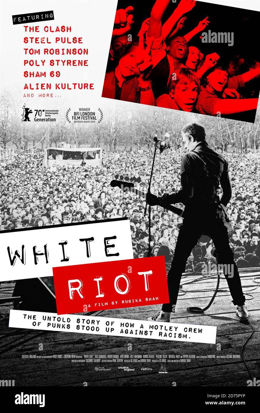 WHITE RIOT, US poster, Paul Simonon of The Clash at the Rock Against ...