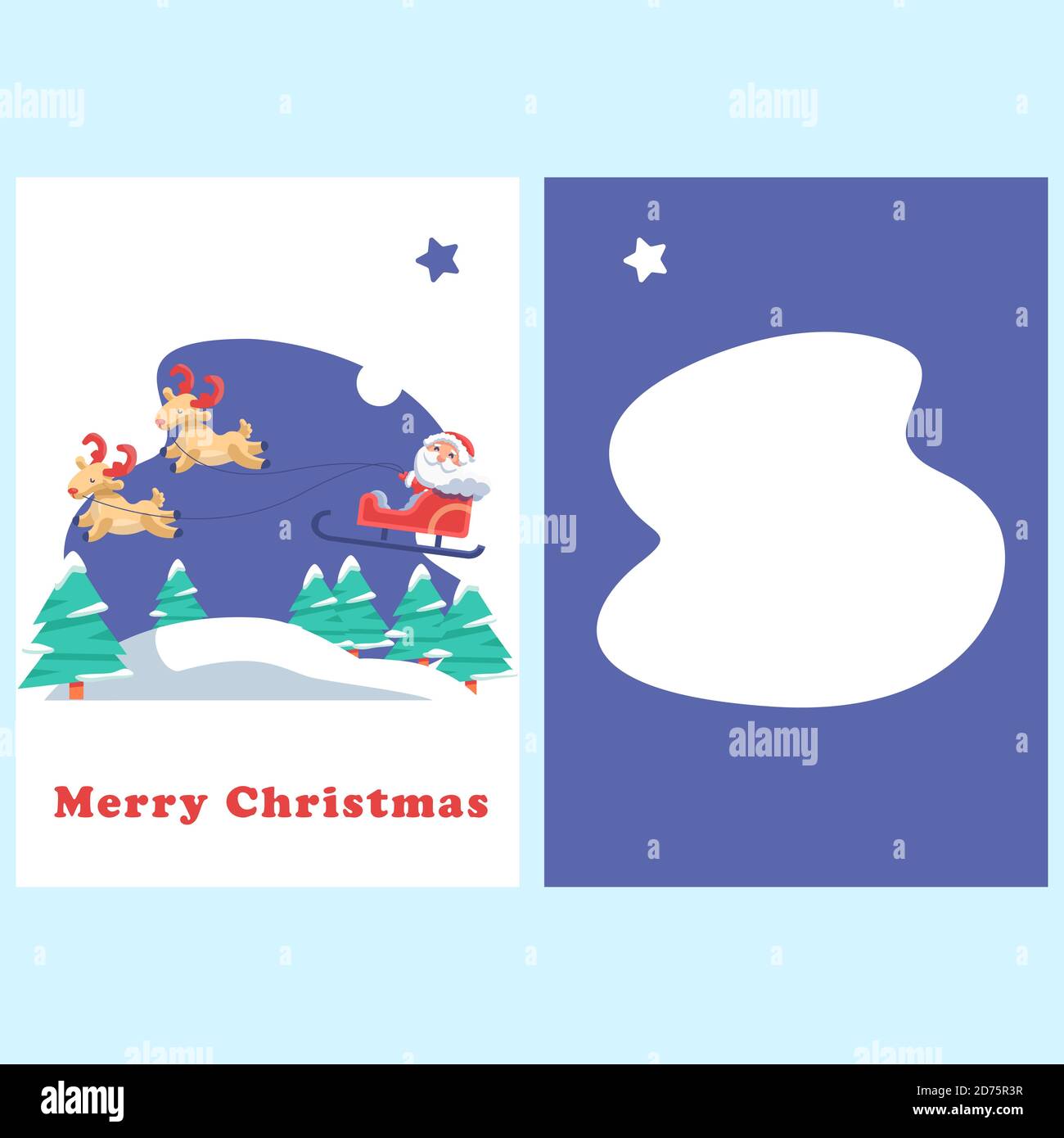 New year Santa Claus card on blue backdrop. Merry christmas postcard ...