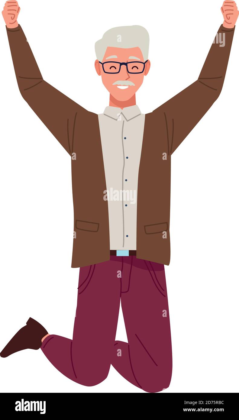 happy old man celebrating chararacter vector illustration design Stock ...
